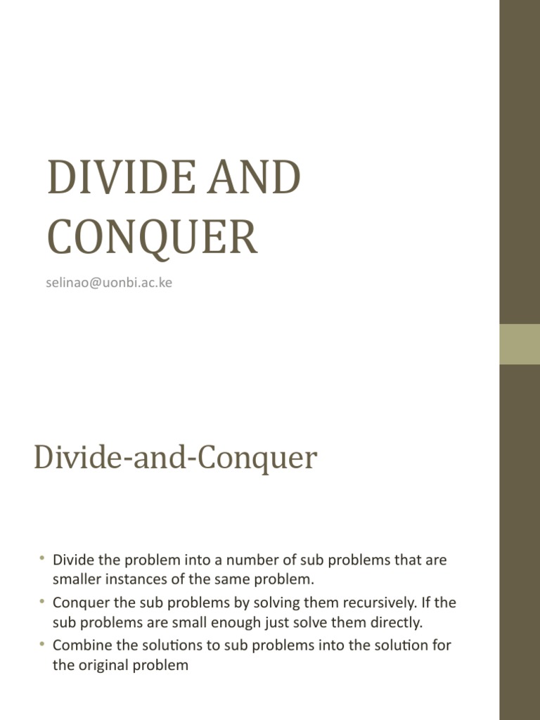 Divide and Conquer | PDF | Algorithms And Data Structures | Teaching Mathematics