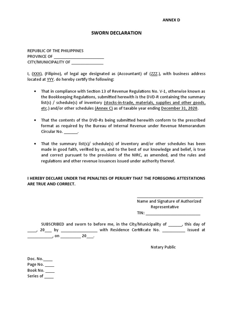 Sworn Declaration | PDF