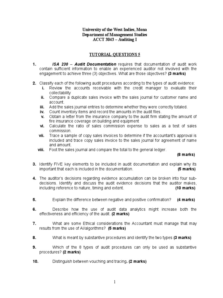 ISA 230 - Audit Documentation Requires That Documentation of Audit Work ...