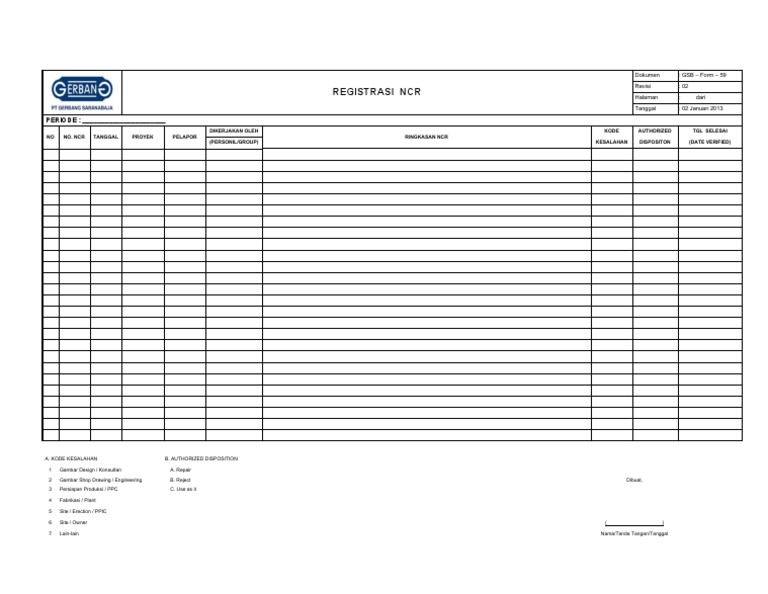 GSB Form 59 Registrasi NCR | PDF