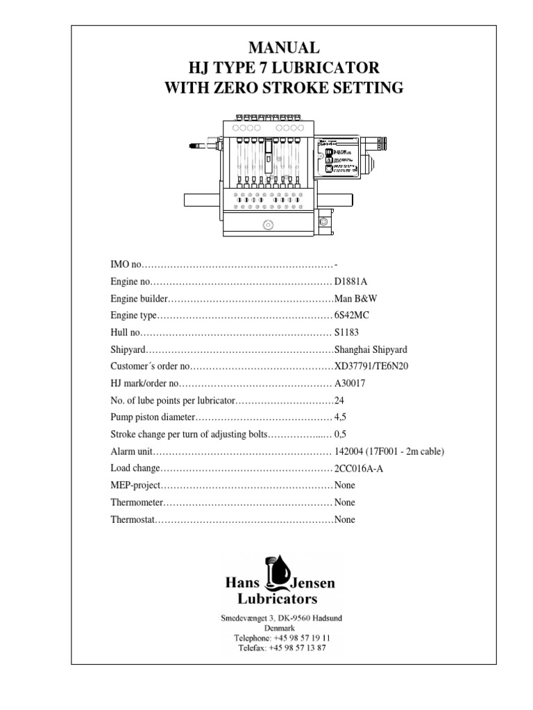 Manual HJ Type 7 Lubricator With Zero Stroke Setting | PDF | Sodium | Pump