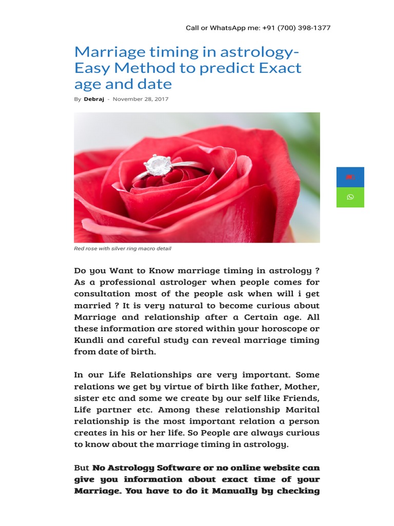 Marriage Timing in Astrology-Easy Method To Predict Exact Age and Date ...