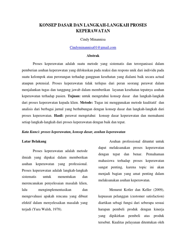 Konsep Dasar Dan Langkah-Langkah Proses Keperawatan | PDF