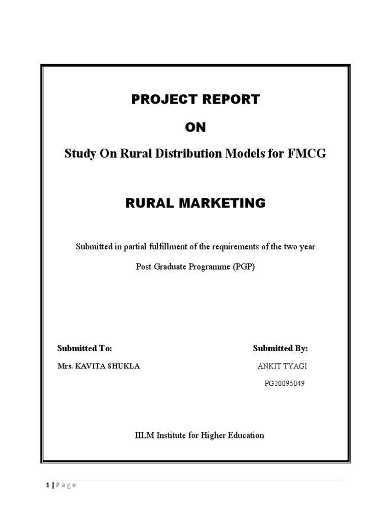 Project Report ON: Study On Rural Distribution Models For FMCG | PDF ...