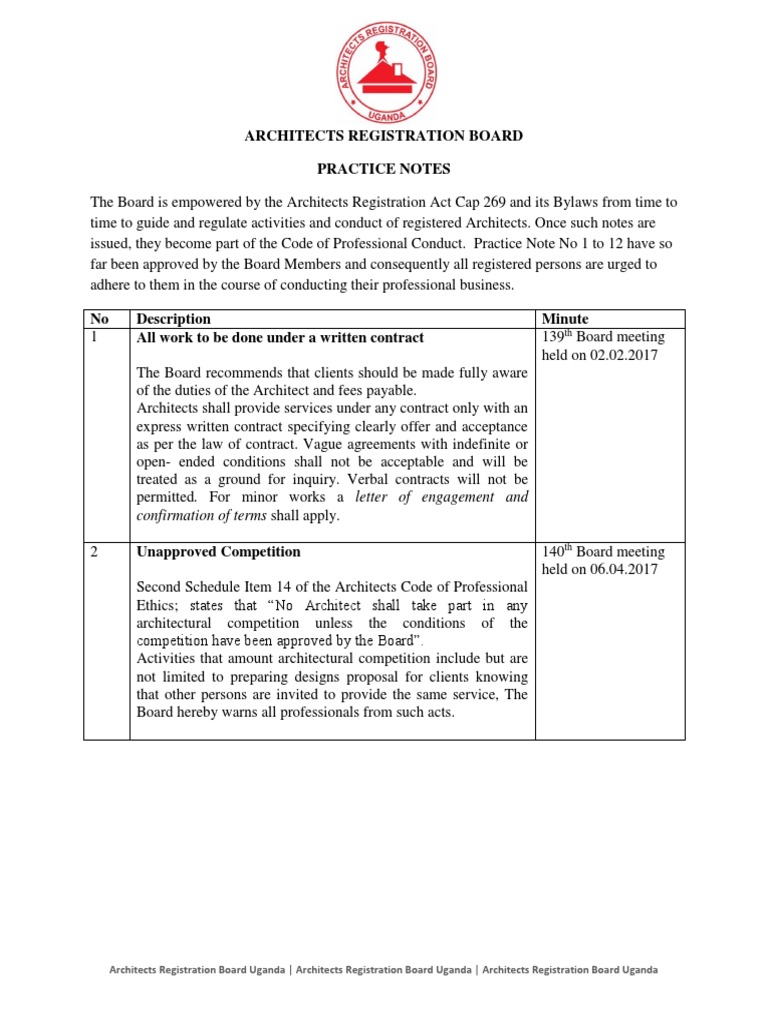 ARB Practice Notes for Registered Architects | PDF | Architect | Offer ...