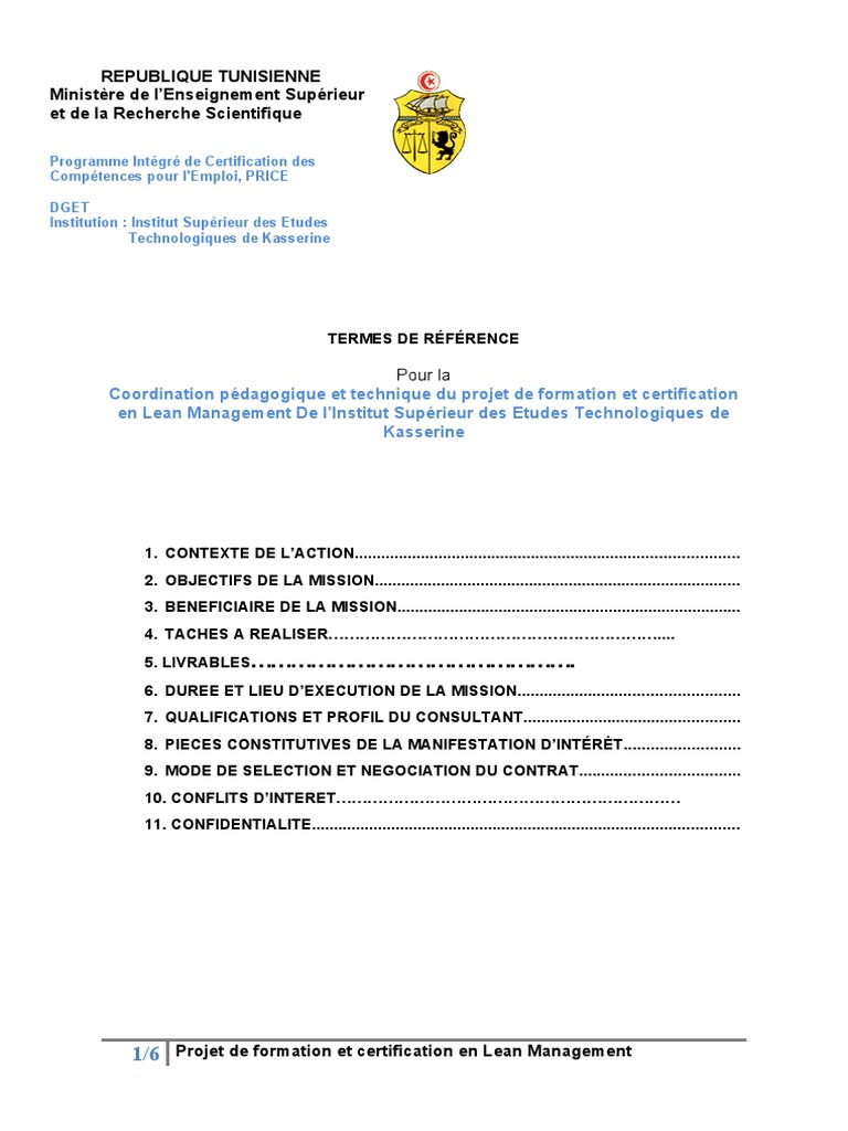 Termes de Réference Lean Six Sigma | Descargar gratis PDF | Six Sigma ...