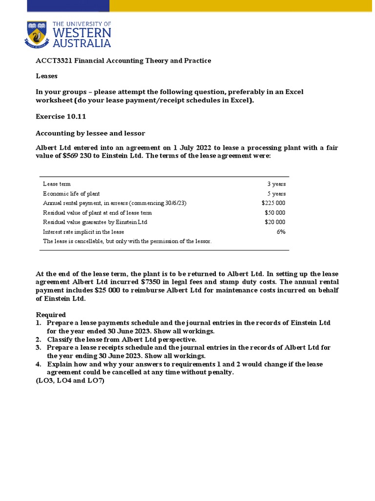 Lease Tute Work | PDF | Lease | Present Value Lease Tute Work | PDF | Lease | Present Value
