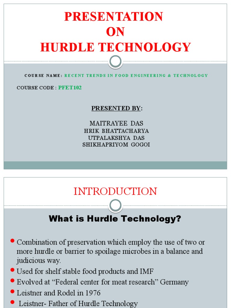 Hurdle Technology Presentation | PDF | Food Preservation | Microorganism