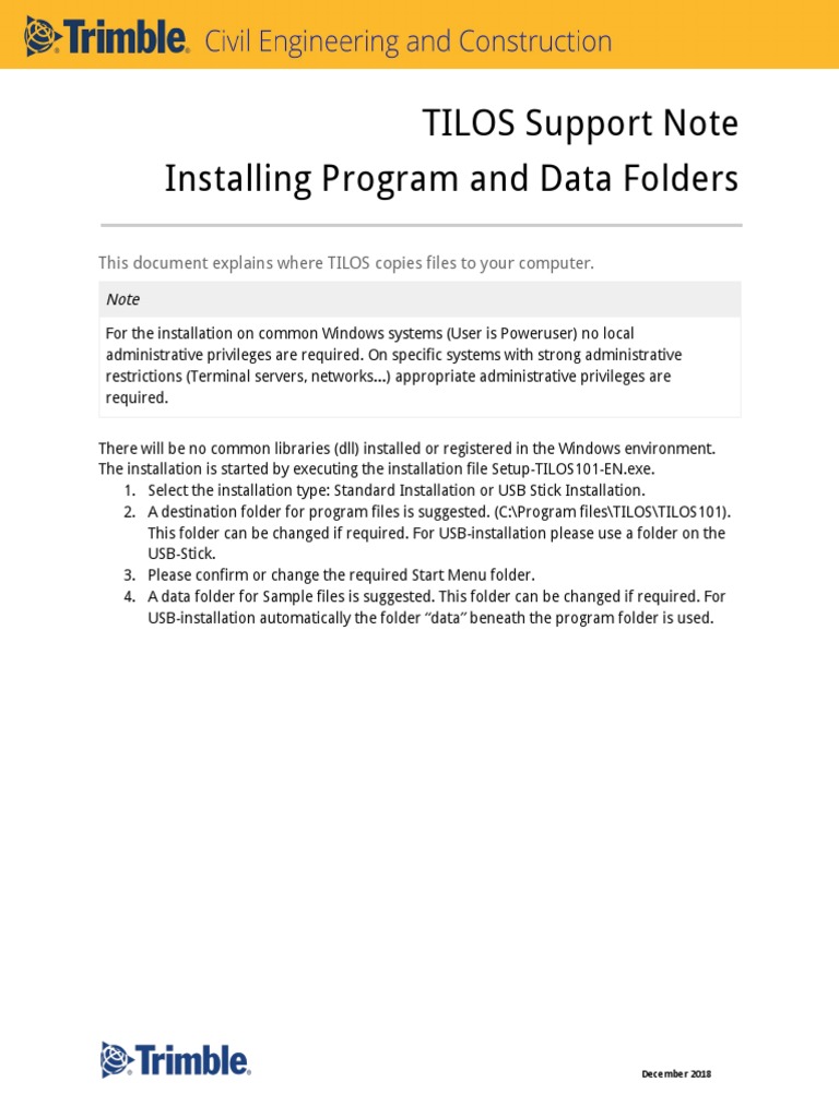 TILOS Support Note - Installing Program and Data Folders | PDF | Computer File | Operating System