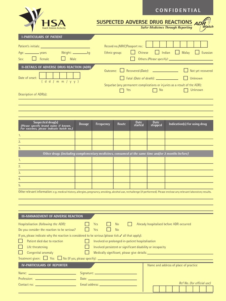 ADR Reporting Form Instructions | PDF | Drugs | Pharmaceutical Sciences