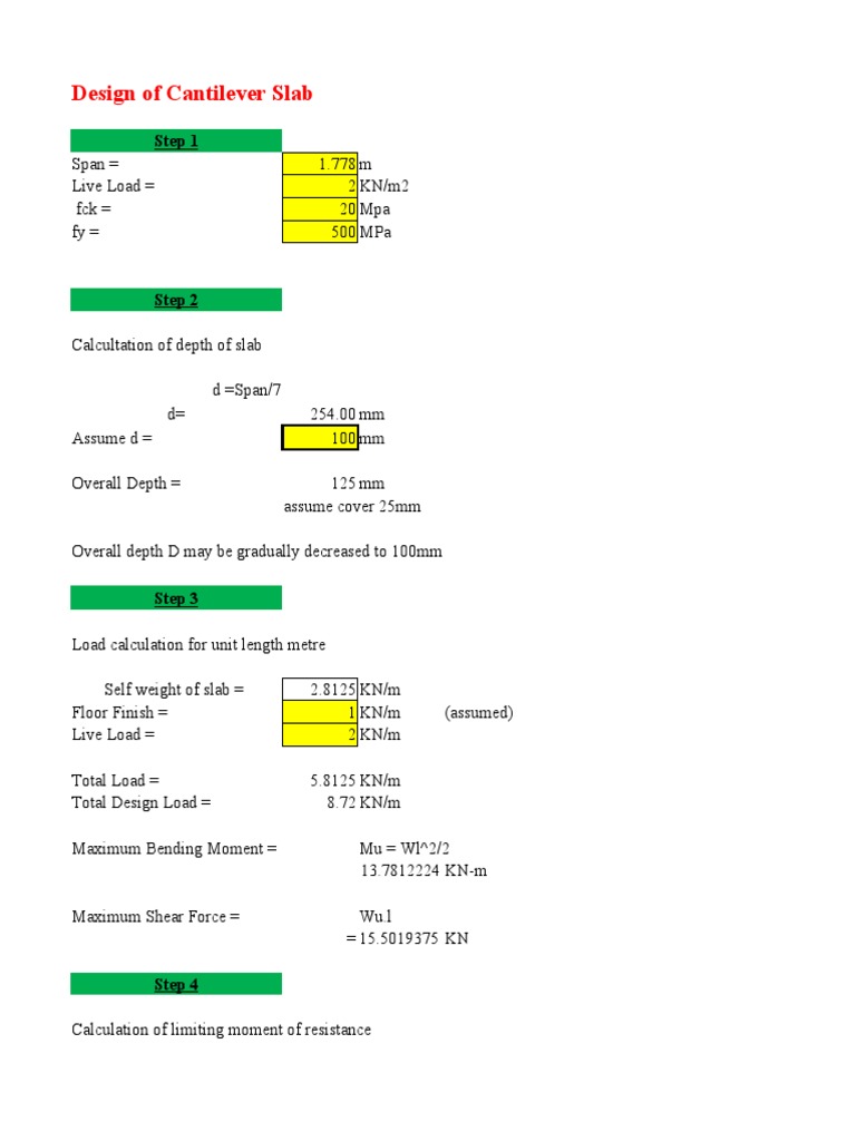 CANTILEVER SLAB DESIGN Latest Corrected | PDF | Bending | Economic Sectors