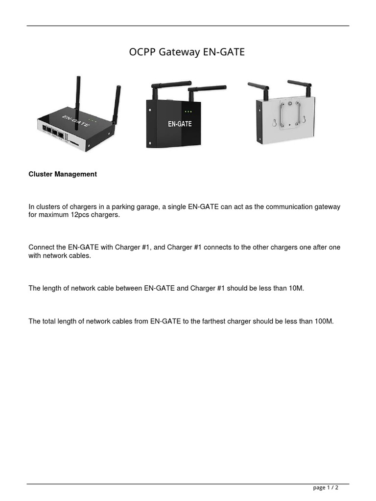OCPP Gateway EN-GATE: Cluster Management | PDF | Business | Computers