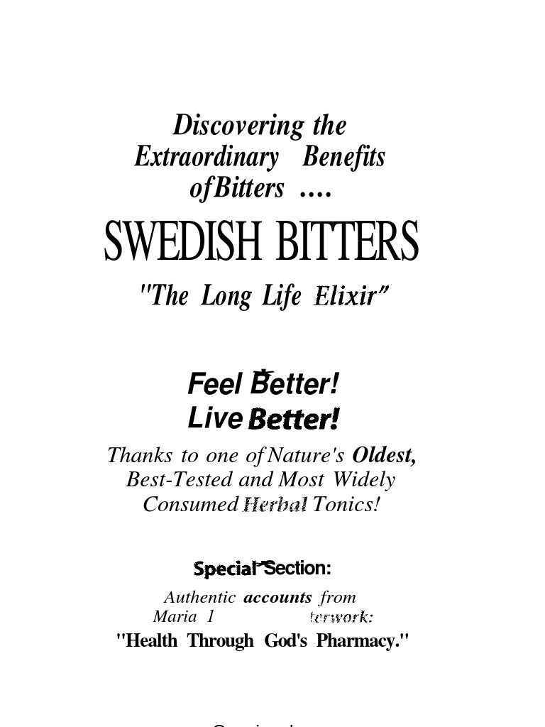 Swedish Bitters: Discovering The Extraordinary Benefits of Bitters ...