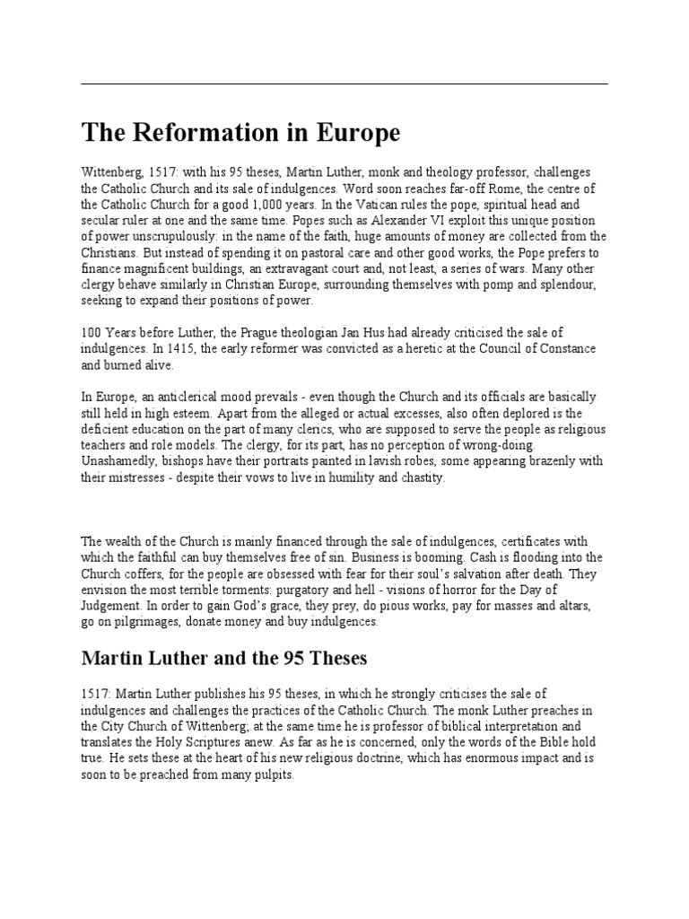 Reformation Essay | PDF | Martin Luther | Christian Church
