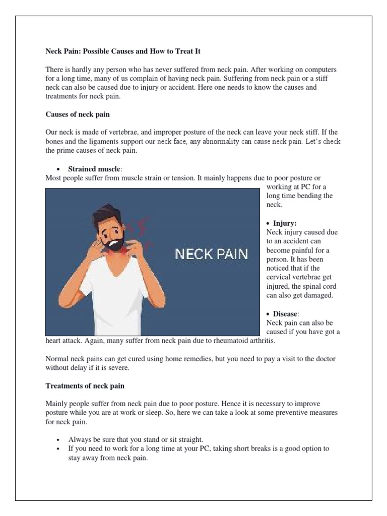 Neck Pain Causes and Treatment Guide | PDF | Neck | Pain
