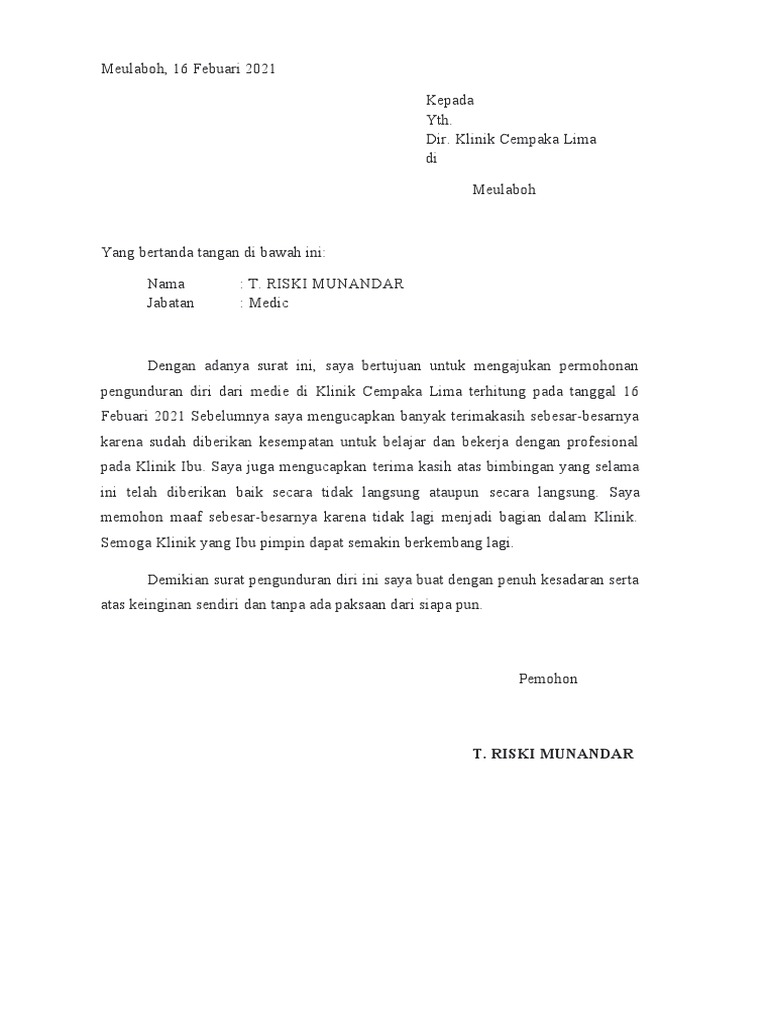 Surat Risent Riski | PDF