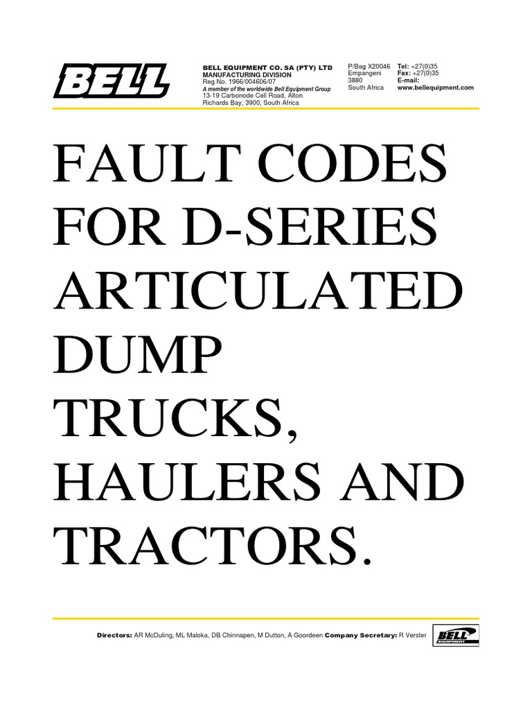 Bell D-Series Fault Codes Guide | PDF | Transmission (Mechanics) | Throttle