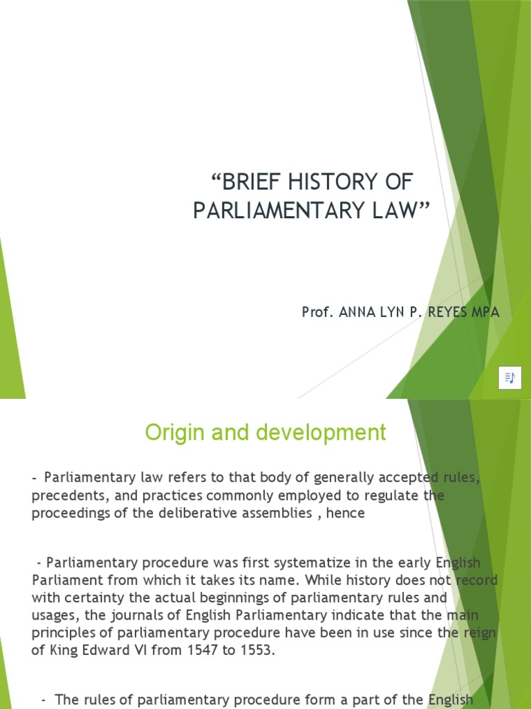 Chapter 1 Brief History of Parliamentary Law | PDF | Parliamentary ...