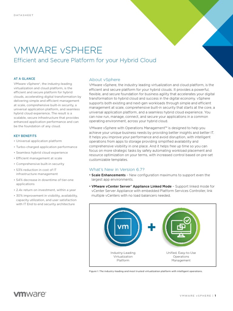 Vmware Vsphere 67 Datasheet | PDF | V Mware | Cloud Computing Vmware Vsphere 67 Datasheet | PDF | V Mware | Cloud Computing