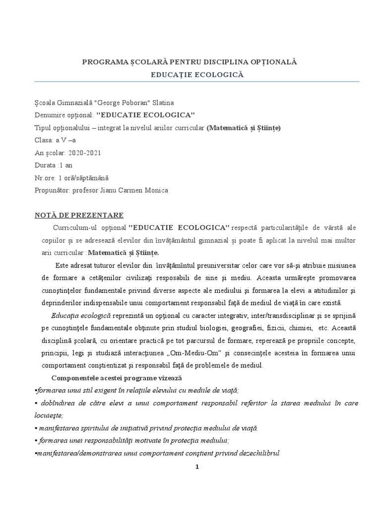 Programa - Scolara 1 | PDF