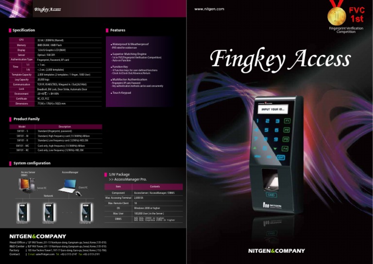 Nitgen Fingkey Access NAC 1500 | PDF | Authentication | Microsoft Sql ...