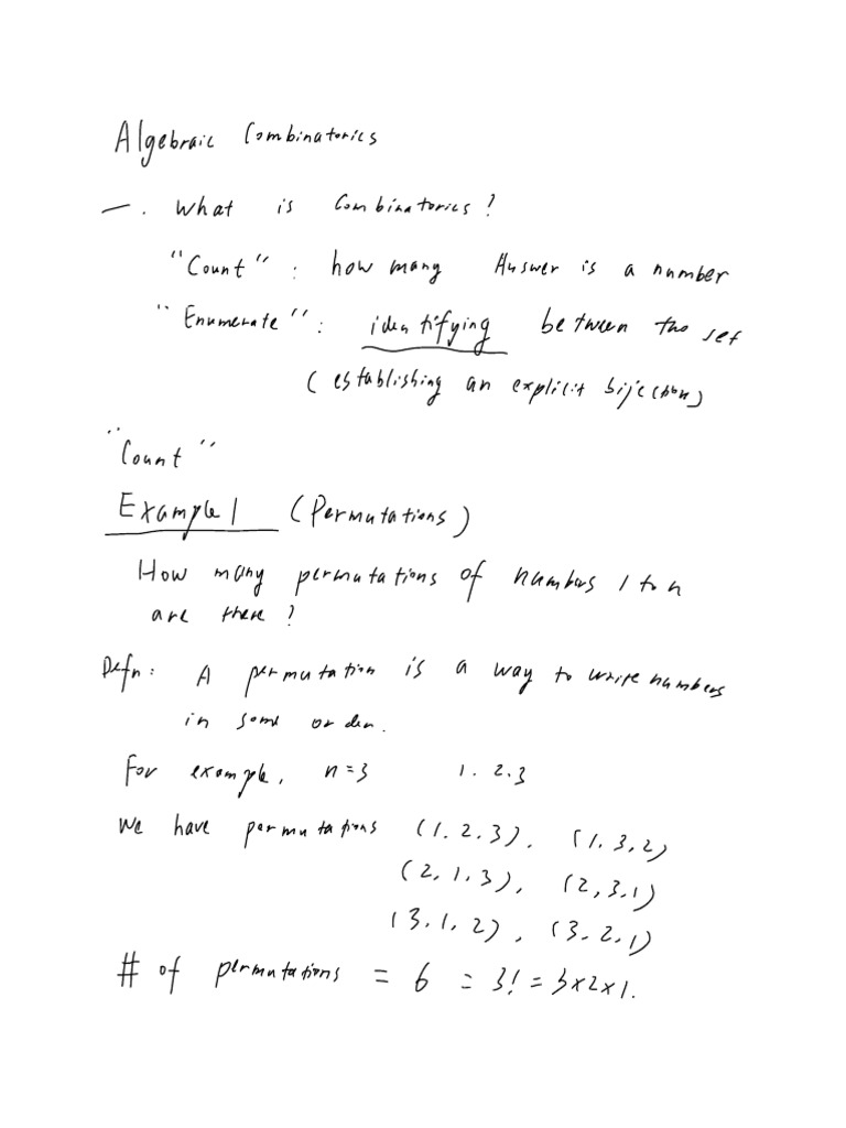 Example Algebraic Pdf Permutation Combinatorics