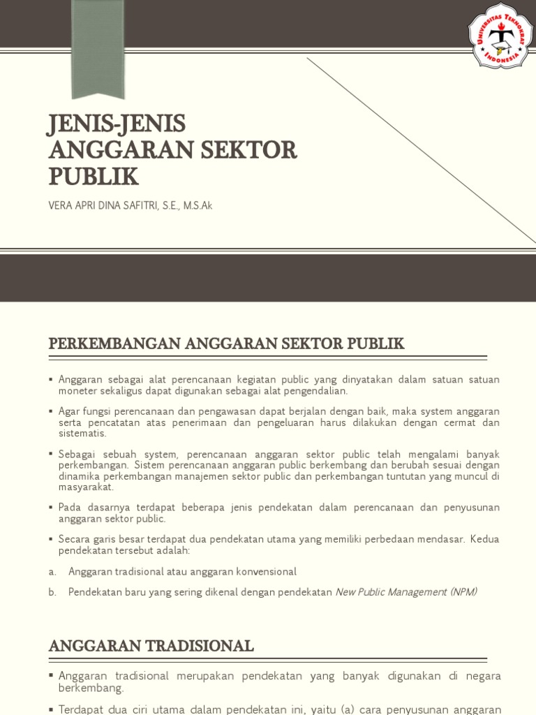 Jenis-Jenis Anggaran Sektor Publik | PDF