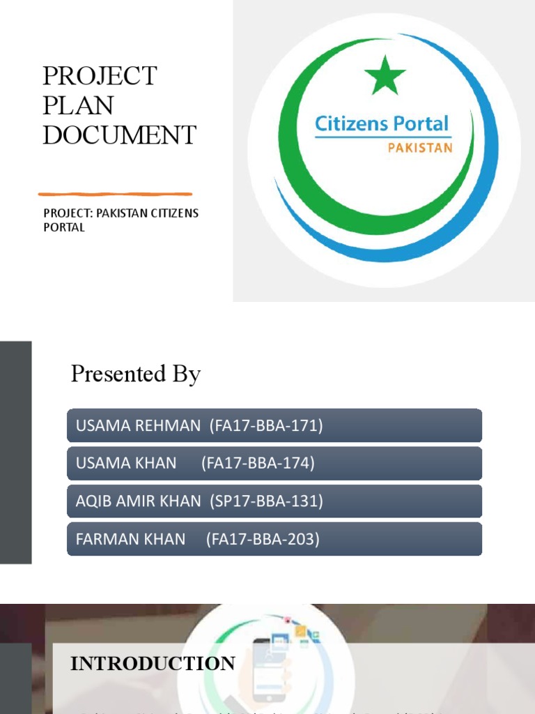 Project Plan Document: Project: Pakistan Citizens Portal | Download ...