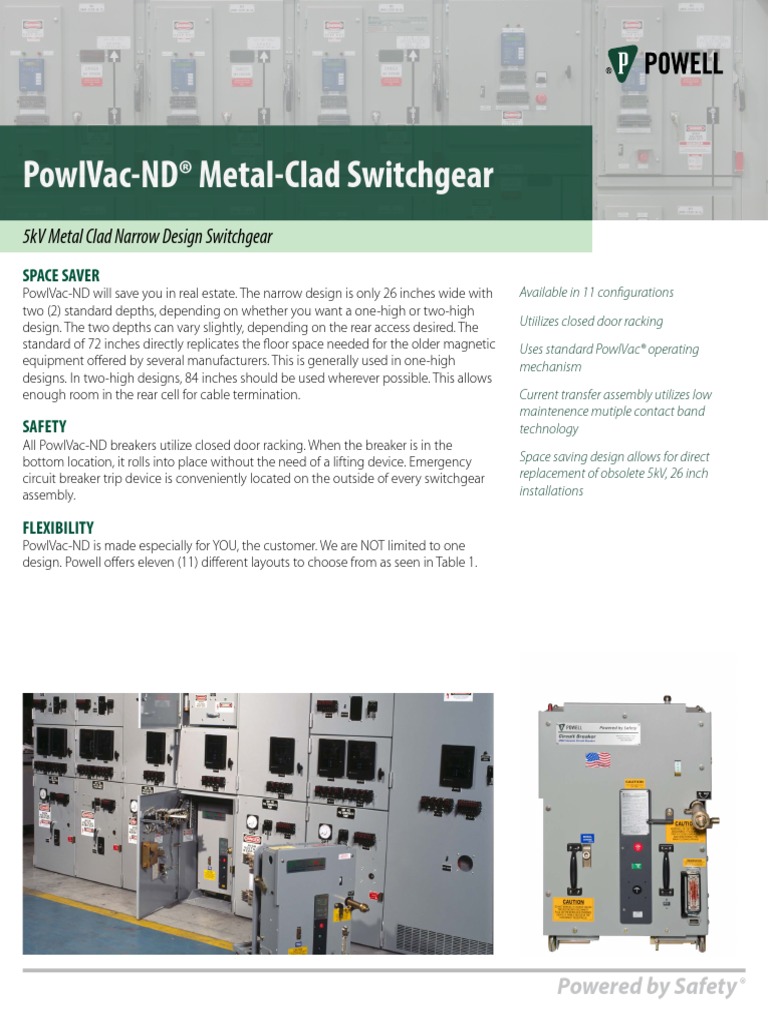 PowlVac-ND Metal-Clad Switchgear | PDF | Power Engineering | Manufactured Goods