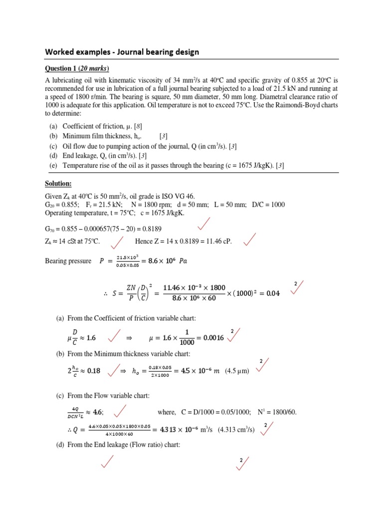 Journal Bearing Design Calculations | PDF | Bearing (Mechanical ...