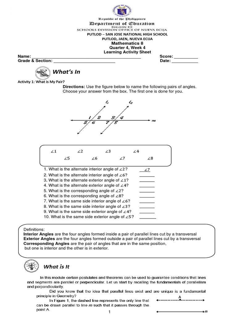 Math 8 - Q4, WK4 Las | PDF