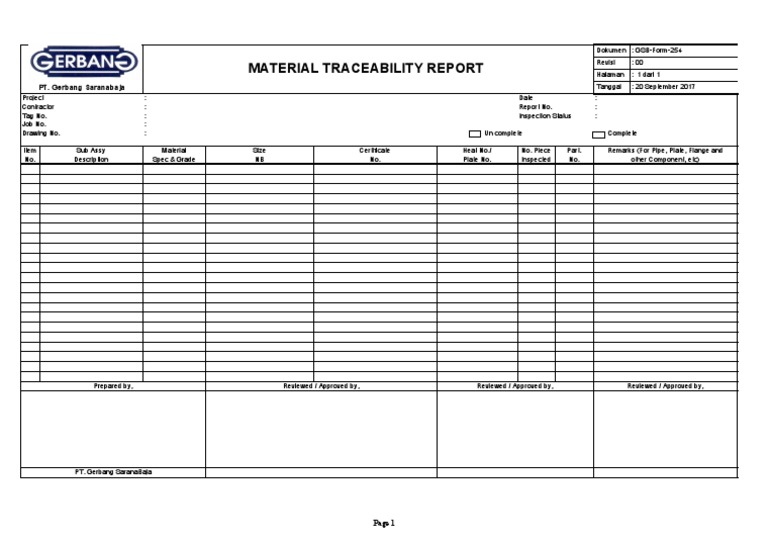 Material Traceability Report GSB-Form-254 | PDF