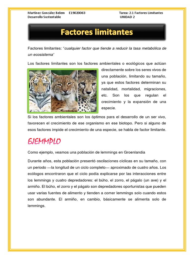 Factores Limitantes y Ejemplo DESARROLLO Y SUSTEBLE | PDF | Entorno ...