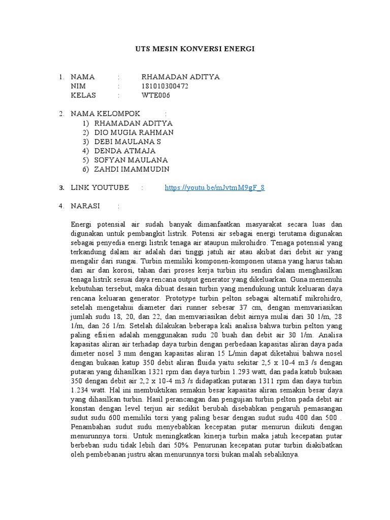 Uts Mesin Konversi Energi | PDF