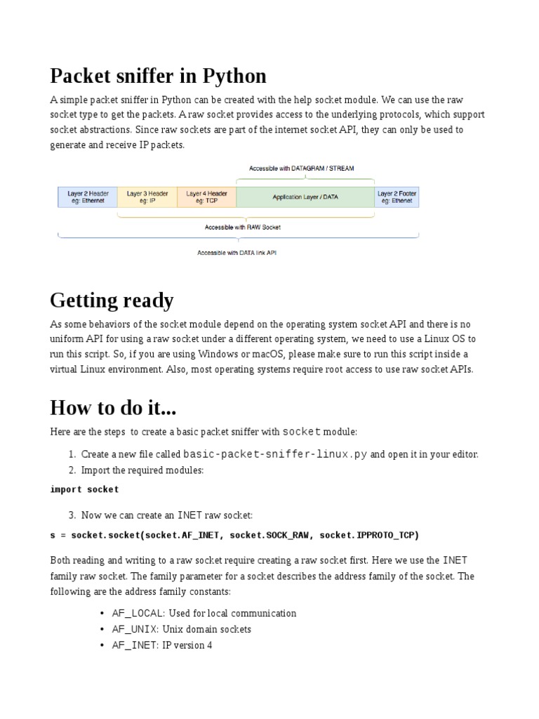 Packet Sniffer in Python: Import Socket | Download Free PDF | Internet ...