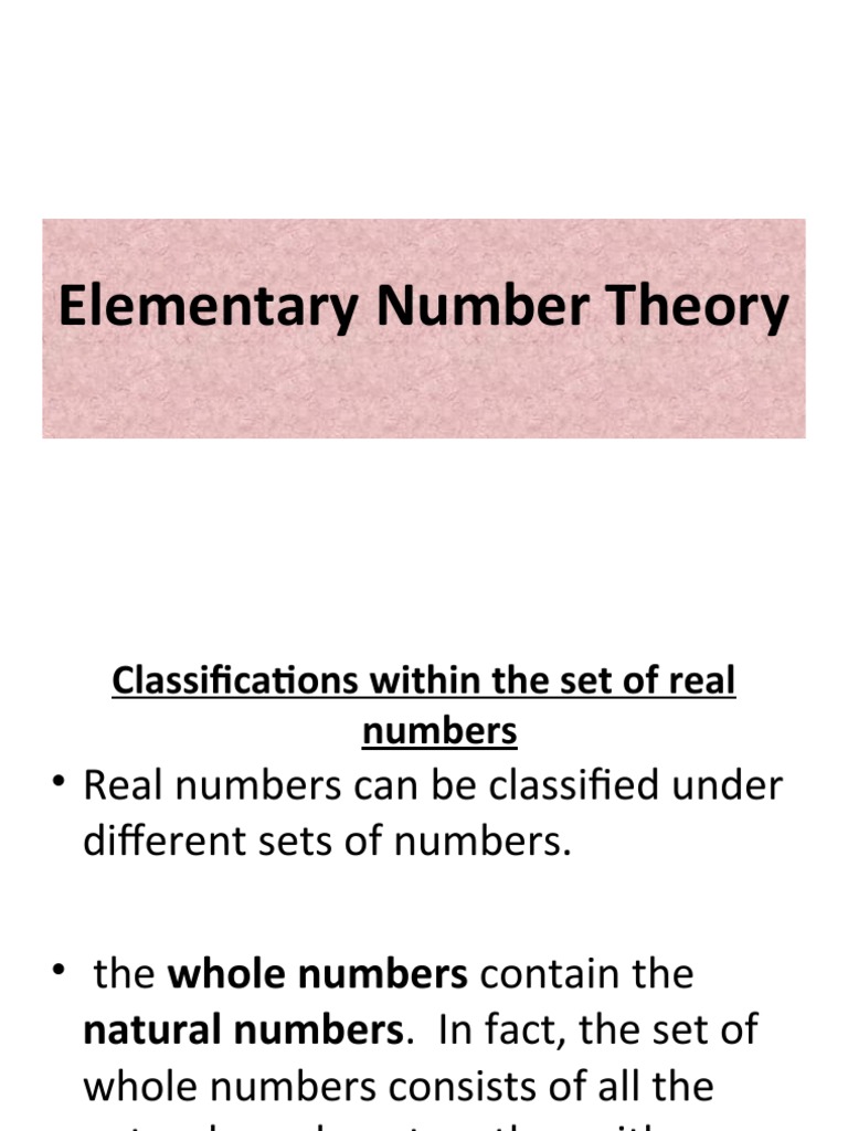 Elementary Number Theory | PDF | Numbers | Integer Elementary Number Theory | PDF | Numbers | Integer