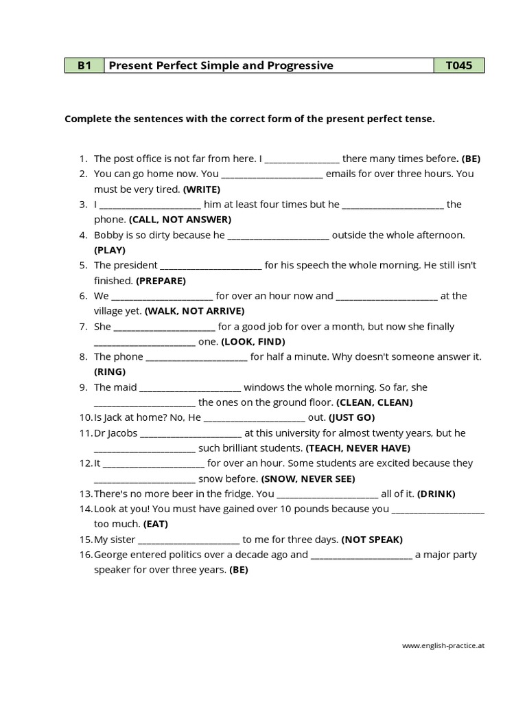 T045 - Present Perfect Pres Perf Cont | PDF | Language Arts & Discipline