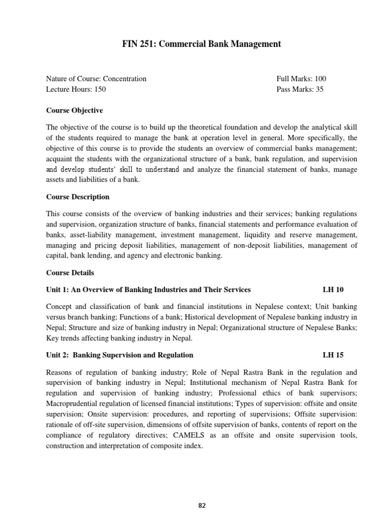 FIN 251 Commercial Bank Management | PDF | Banks | Market Liquidity