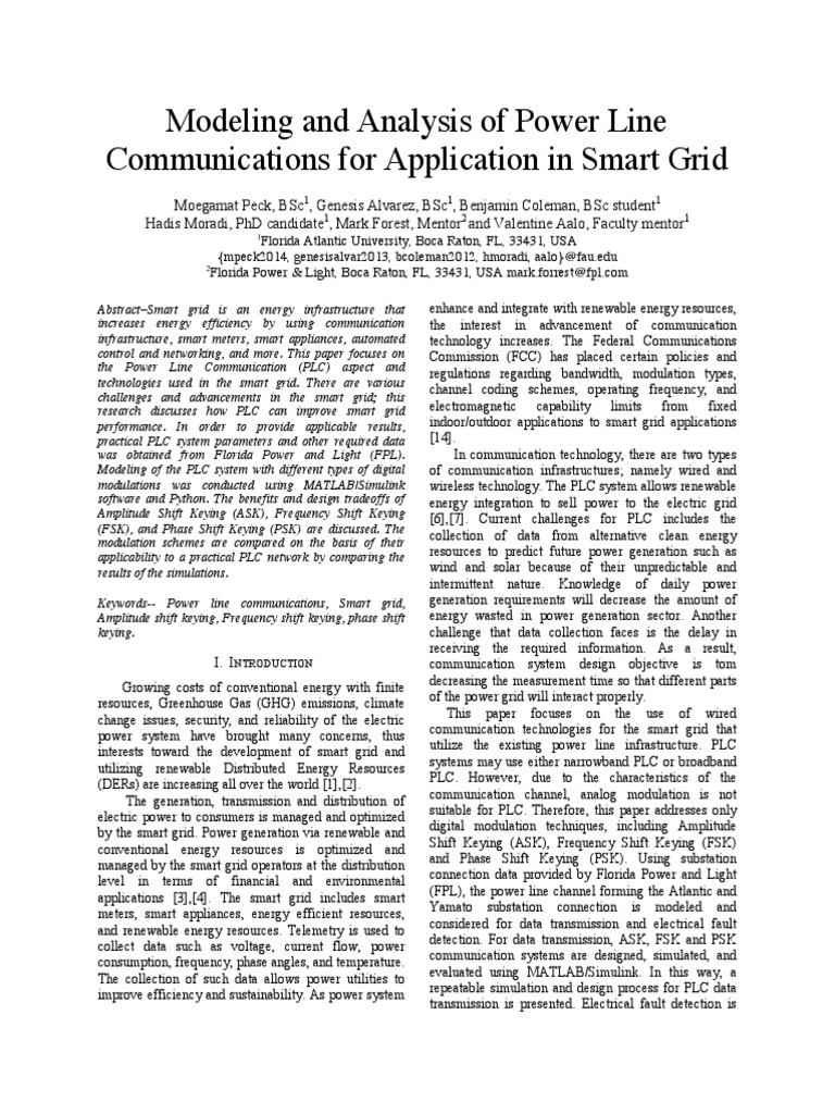 Modeling And Anylysis Of Power Line Communications For Application In Smart Grid Кондрашов