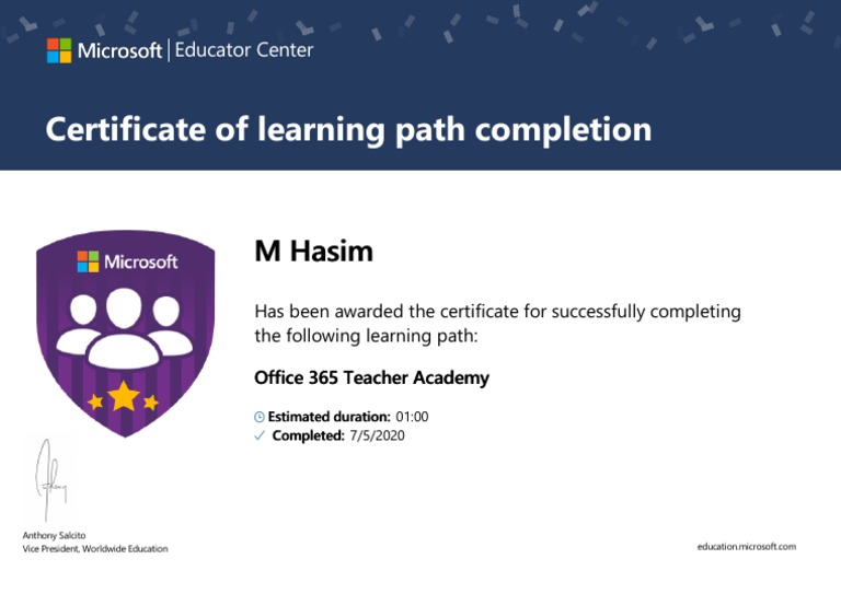 Certificate Office 365 Ke 2 | PDF