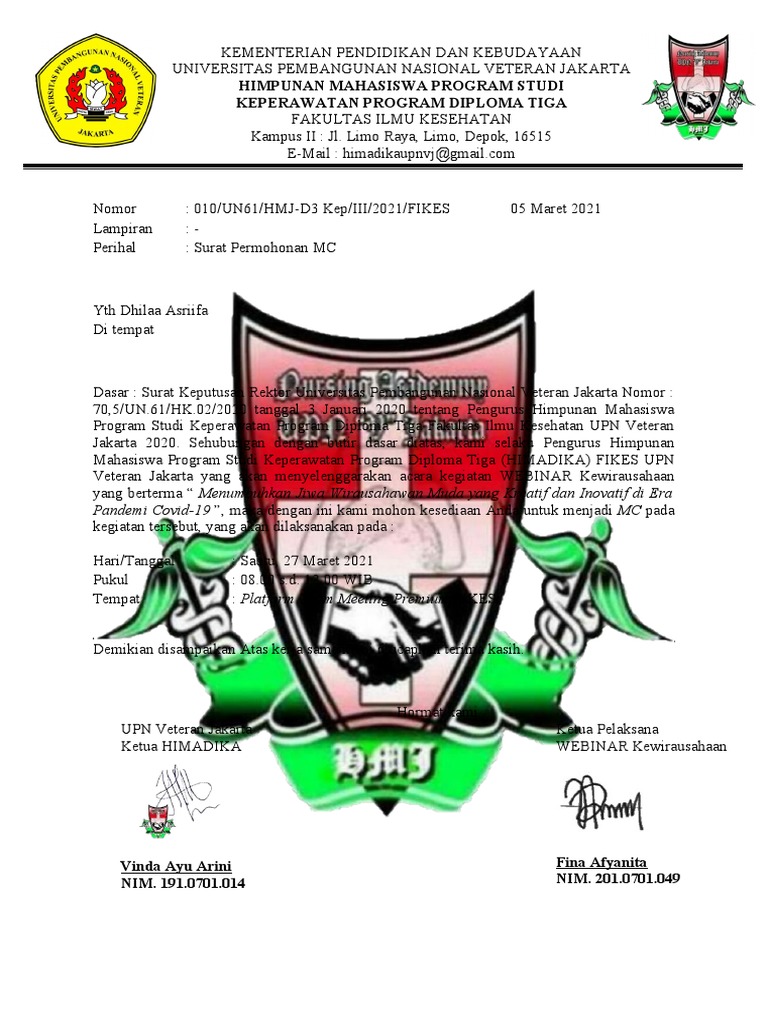 Surat Permohonan MC | PDF