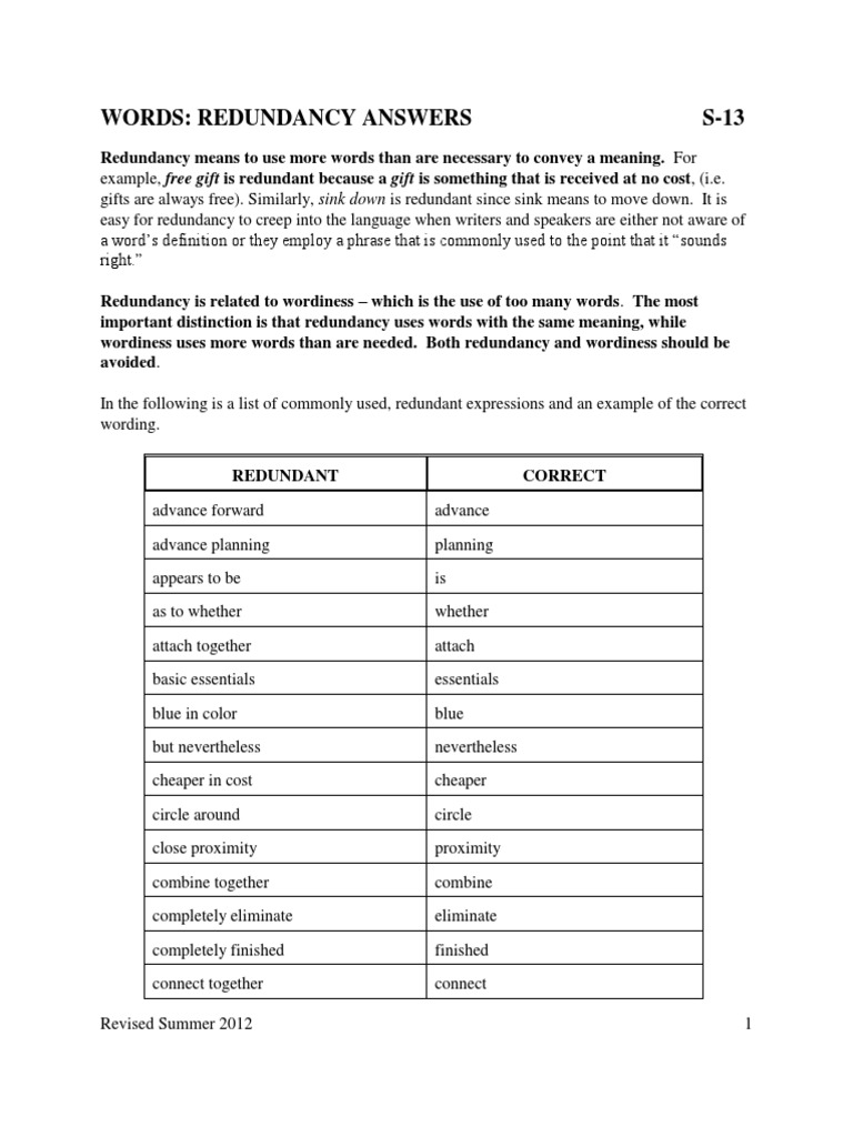 Eliminating Redundancy: A Guide to Concise Writing | PDF | Wellness ...