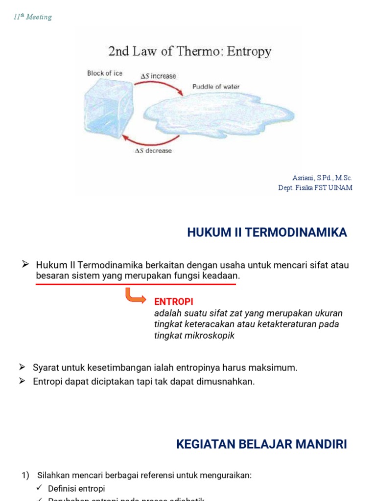 Hukum II Termodinamika dan Entropi | PDF