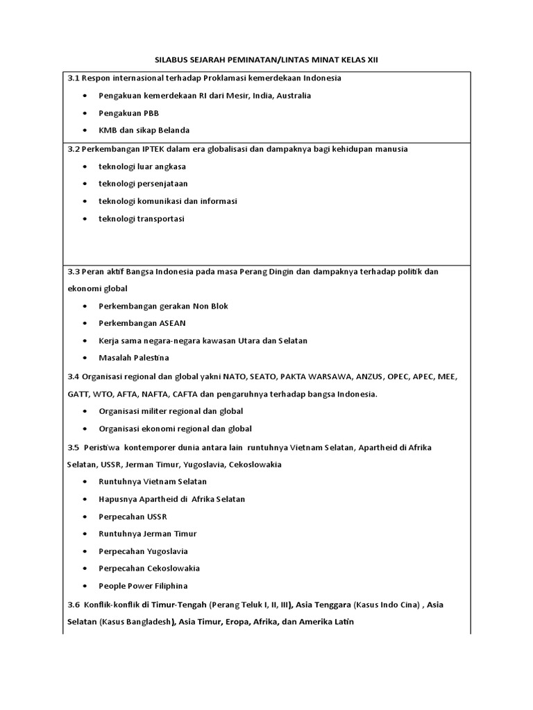 Silabus Sejarah Kelas XII | PDF | Perjalanan