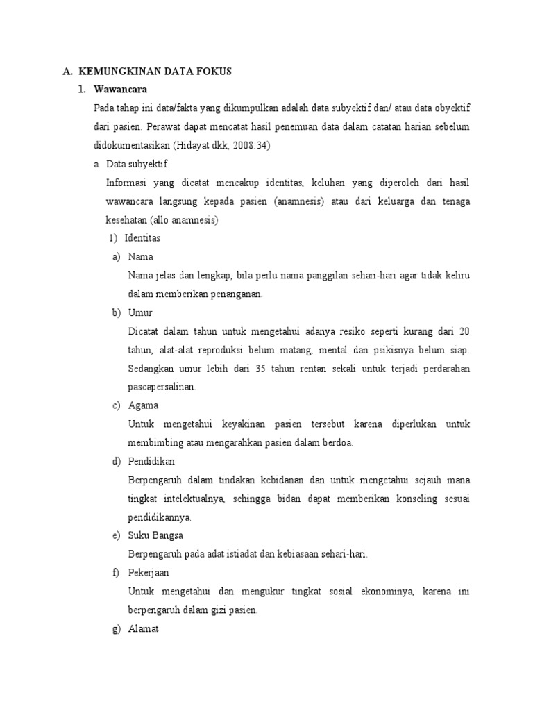 Kemungkinan Data Fokus Pada Apn | PDF | Pengembangan Diri | Kesehatan Holistik