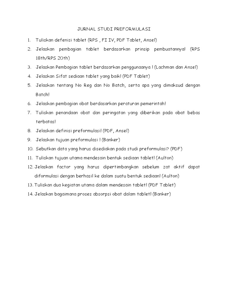 Jurnal Studi Preformulasi | PDF