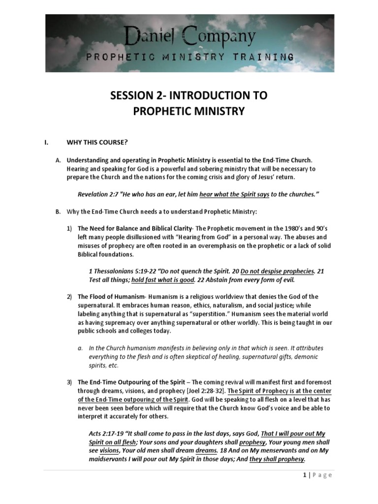 Intro To Prophetic Ministry | PDF | Prophecy | Prophet
