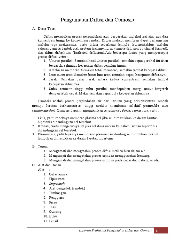 Pengamatan Difusi Dan Osmosis | PDF