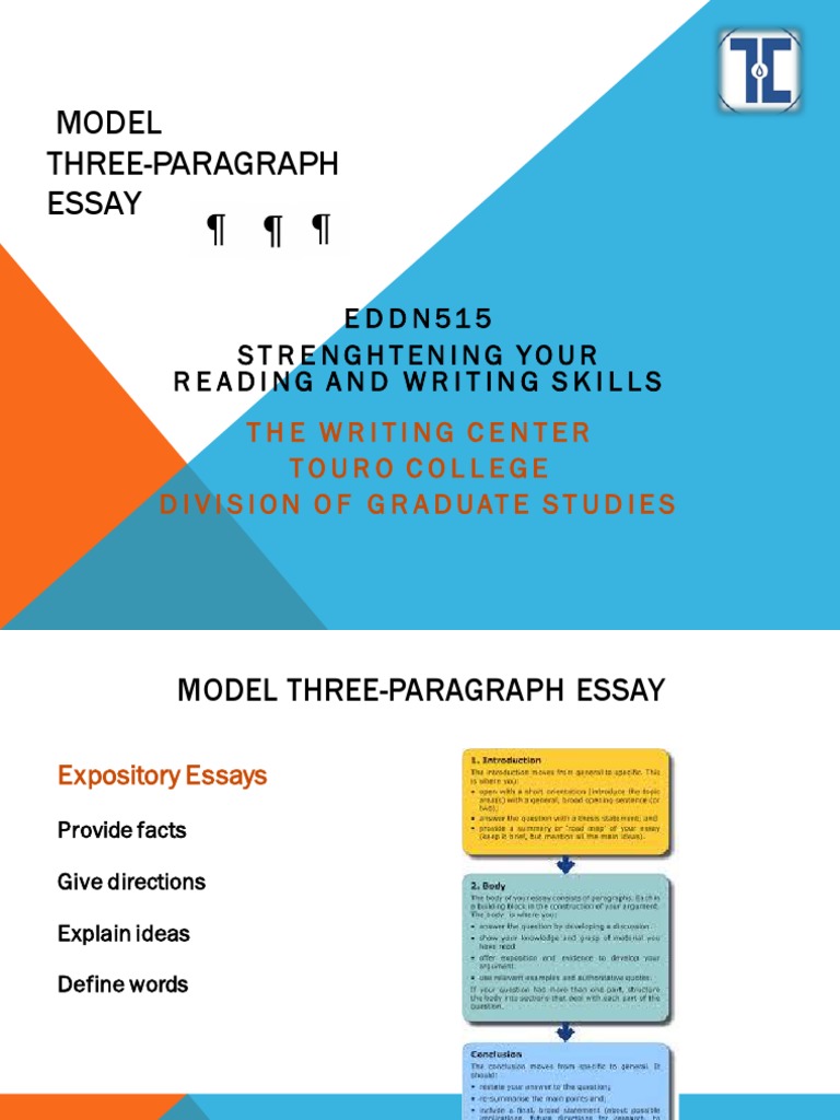 Model Three-Paragraph Essay: EDDN515 Strenghtening Your Reading and ...