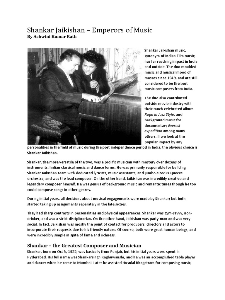 Shankar-Jaikishan - Emperors of Music | PDF | Art